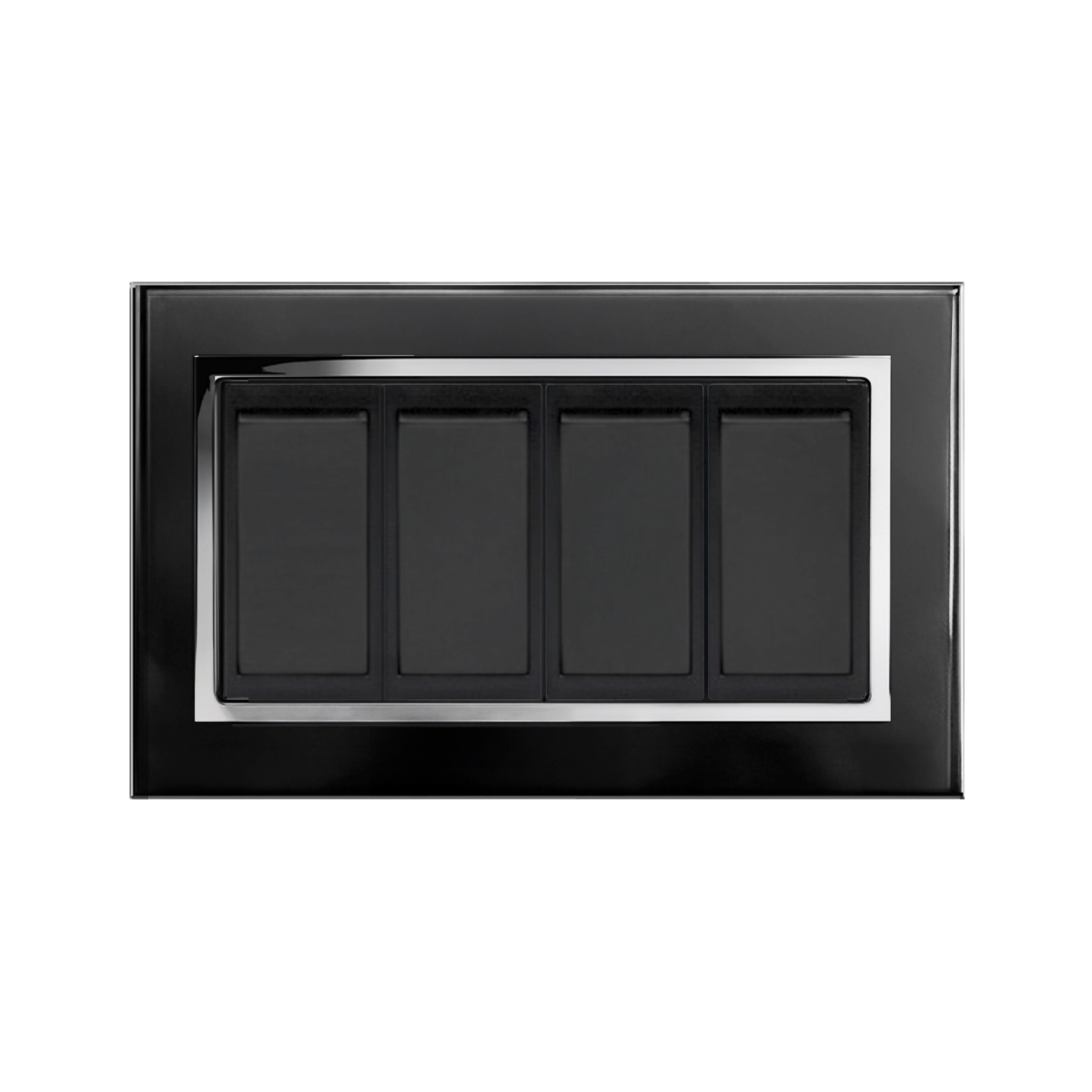 Crystal CT 4 Gang (4xIntermediate) Double Plate Black RetroTouch Light Switches & Plug Sockets